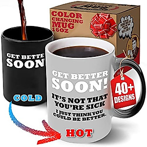 GR8AM Text Revealing Tea Cup 16oz - Get Better Soon - Funny Coffee Mug for Men & Cute Coffee Cups for Women. Best Big Coffee Cups for Stocking Stuffers or Cute Gifts for Women