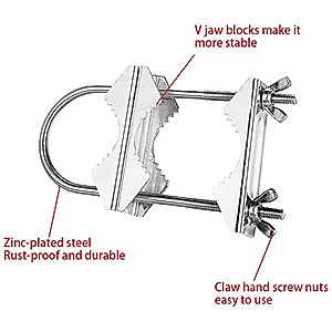 Double Antenna Mast Clamp Heavy Duty Pole to Pole Mounting Kit V Jaw Block with U-Bolt Mounting Hardware for TV CB Ham Antenna Parasols Flags and Fishing Rods (2)