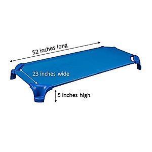 Sprogs Deluxe Heavy-Duty Childrens Standard 52"L Stackable Daycare Cot with Easy Lift Corners Cots for Preschool Kids Sleeping, Resting, and Naptime, SPG-16138-AS, Blue, Green, Red, Yellow (Pack of 4)