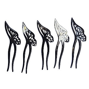 Marycrafts Butterfly Horn Hair Fork Hair Accessories For Women (Black)