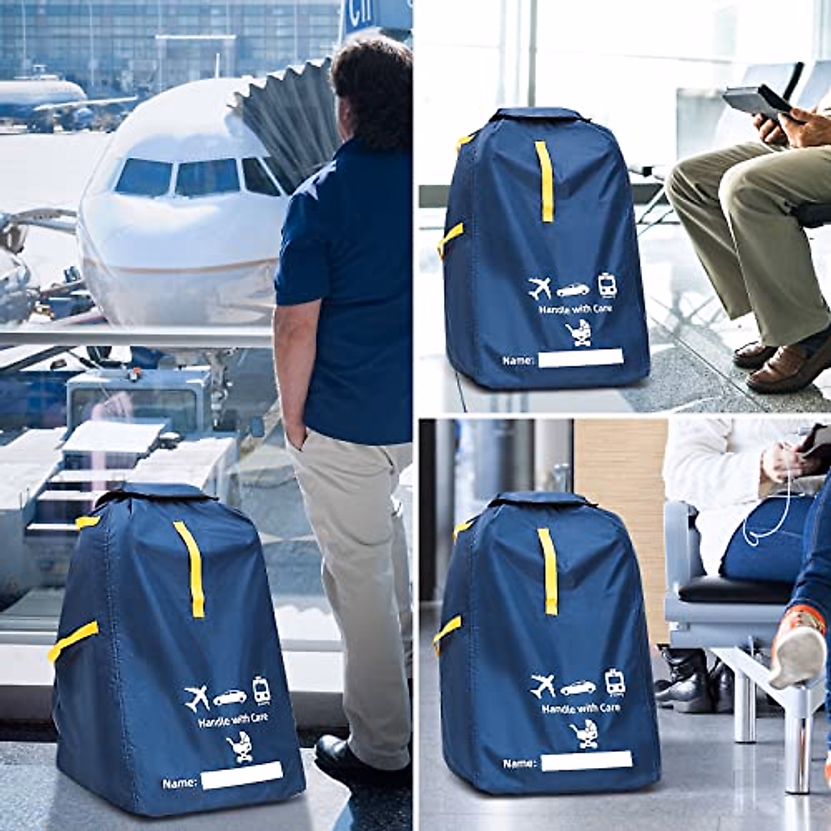 Car Seat Travel Bag for Air Travel, Durable Water Resistant Protector Foldable Infant Carseat Bag Airplane Gate Check Bag with Padded Straps, Stroller Bag for Airplane, for Safe & Secure Car Seat