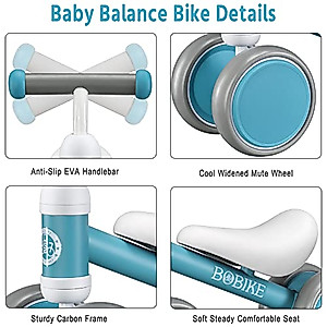 Baby Balance Bike Toys for 1 Year Old Gifts Boys Girls 10-24 Months Kids Toy Toddler Best First Birthday Gift Children Walker No Pedal Infant 4 Wheels Bicycle … (Light Blue)