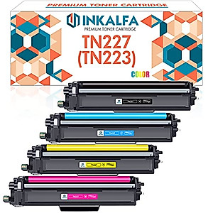 inkalfa Compatible TN227 Toner Cartridge Replacement for Brother TN227 TN223 TN-227 TN227BK MFC-L3770CDW HL-L3290CDW MFC-L3750CDW MFC-L3710CW HL-L3270CDW Printer (TN-227BK/C/M/Y High Yield 4 Pack)