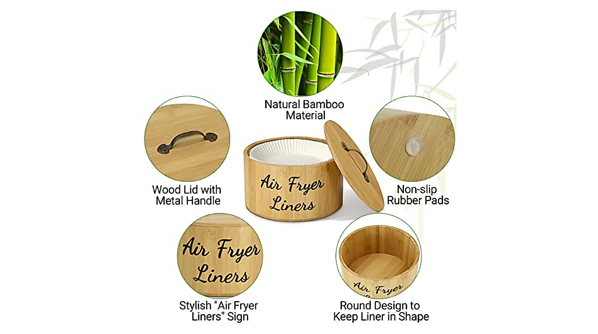 Air Fryer Paper Liner Holder Organizer - Bamboo Storage Solution