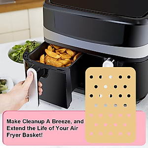 BYKITCHEN Parchment Paper for DZ201 Dual Air Fryer, Unbleached Small Rectangle Perforated Double Air Fryer Liners for Ninja Dual Basket, Ninja Dual Air Fryer Accessories(Set of 100)