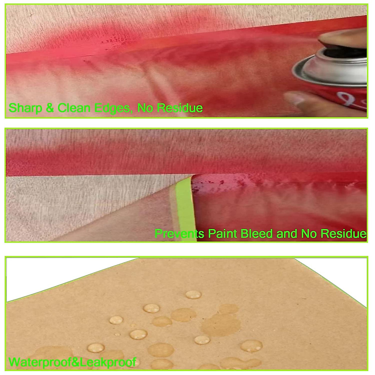 Pre-Taped Masking Paper-24 inch x 50 feet Tape and Drape Painters Paper,Automotive Paint Masking Paper,Masking Paper for Painting Cars and Auto Body,Floor Protection,Wall Covering (2, 24inchx50feet)