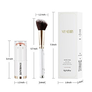 MYMERRY Blush Stick, Cream Blush for Cheeks and Lip Tint, Dewy Finish, Buildable & Blendable Color, Lightweight & Long-Lasting Formula | Tender-Peach & Angled Blush Brush（0.53fl.oz）