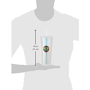 Spoontiques - Diamond Tumbler - Textured Cup with Straw - Double Wall Insulated and BPA Free - 20 oz - Wonder Woman