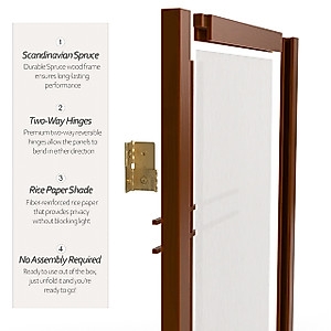 2 ft. Short Desktop Double Cross Shoji Screen - Walnut - 4 Panels