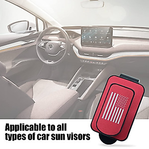 Sunglass Holder for Car Visor, Multi-Function Ticket Card Clip Upgrade Metal Flag Personality Modeling for Car SUV Truck, American Flag Ticket Card Glasses Clip(Black/Red)