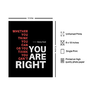 Motivational Quote Art Print Wall Art Poster - 8x10 Inspirational Home Decor, Room Decoration for Office, Classroom - Gift for Parenting, Teacher, Entrepreneur - Henry Ford Quote