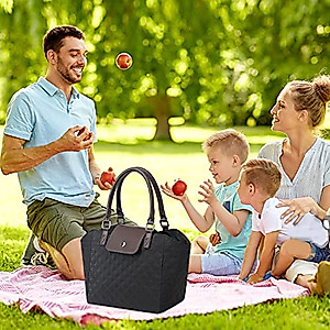 Lunch Bags for Women Insulated Lunch Tote Fashionable Large Lunch Cooler Bag Reusable Wide-Open Lunch Box for Work Shopping Picnic Hiking