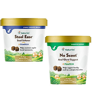 NaturVet - No Scoot for Dogs - 60 Soft Chews - Supports Healthy Anal Gland & Bowel Function & Stool Ease for Dogs – 40 Soft Chews – Helps Maintain Regular Bowel Movements