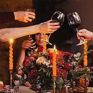 Gedengni Taper Candle Twisted Candlesticks -Gedengni 4pcs Short Candle Sticks 7inches Orange Tapered Candles Small Spiral Candles for Home Dinner Weddings Festive Party (2D4PC-ORANGE)