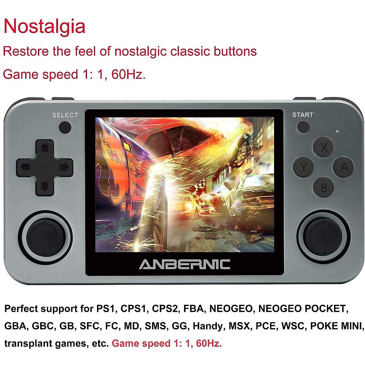 hemistin RG350m Handheld Game Console with 16G Memory, 3.5 Inch IPS Screen 2500MAH Battery Preload 5000 Games Opendingux System Gifts (Chinese and English Version) (Titanium + 32G TF Card)