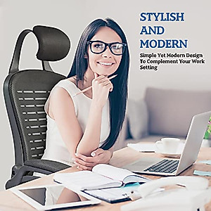 Halter Ergonomic Office Chair with Headrest Lumbar Support Mesh Office Chair with Wheels Black