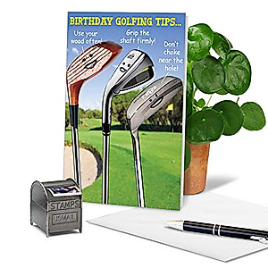 NobleWorks - Funny Men's Happy Birthday Card with Envelope - Golf Humor Greeting Card for Men, Husband - Sports Advice, Comic Stationery - Golfing Tips 9002