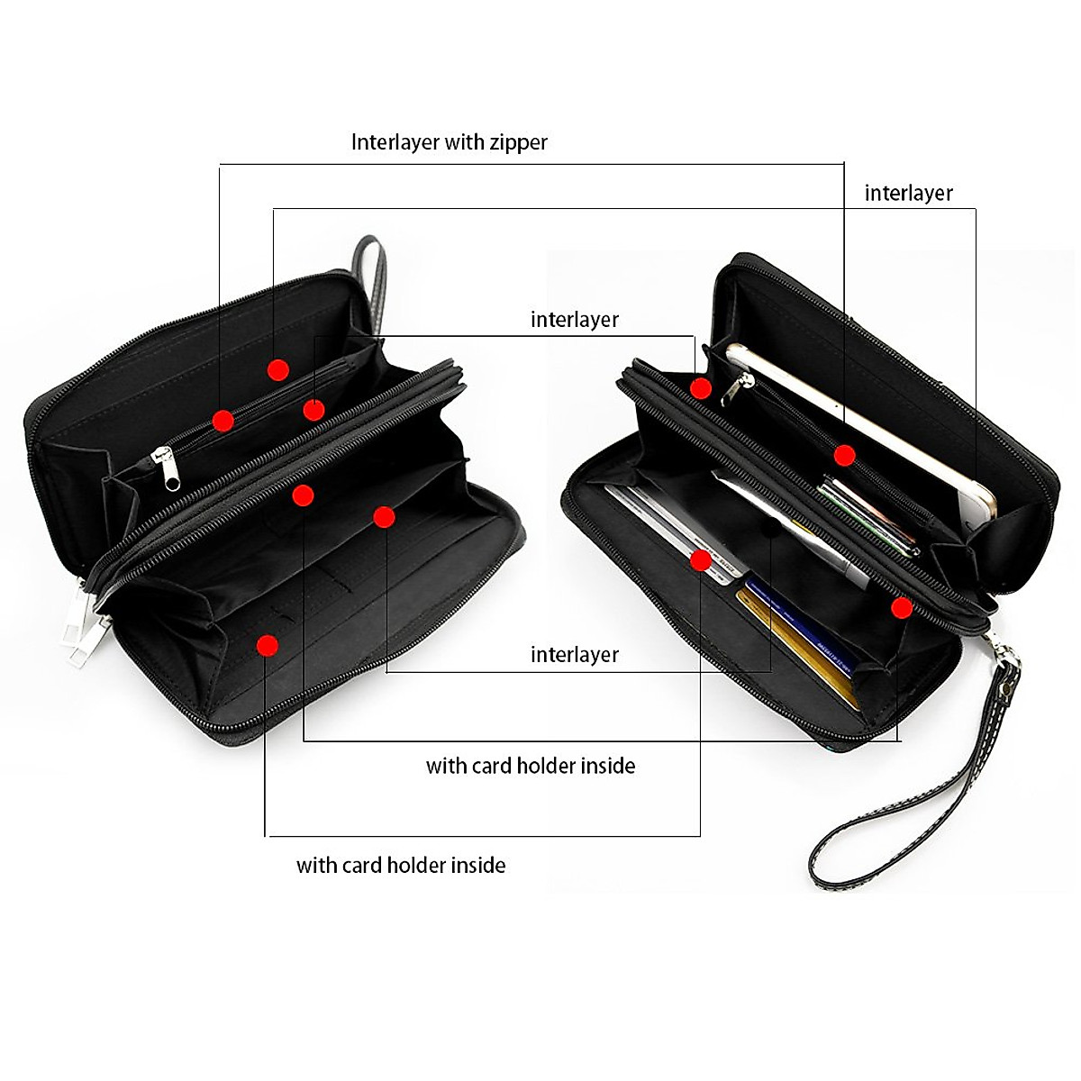 Sugar Skull Wallet PU Leather Western Wristlet Wallet (Black Sugar Skull)