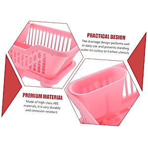 HAKIDZEL 1 Set Kitchen Shelf Dish Drain Sink Sponge Holder Dish Rack Small Dish Drying Rack Plastic Cutlery Stainless Steel Tray Household Draining Rack Dish Plate Basket Storage Basket Abs