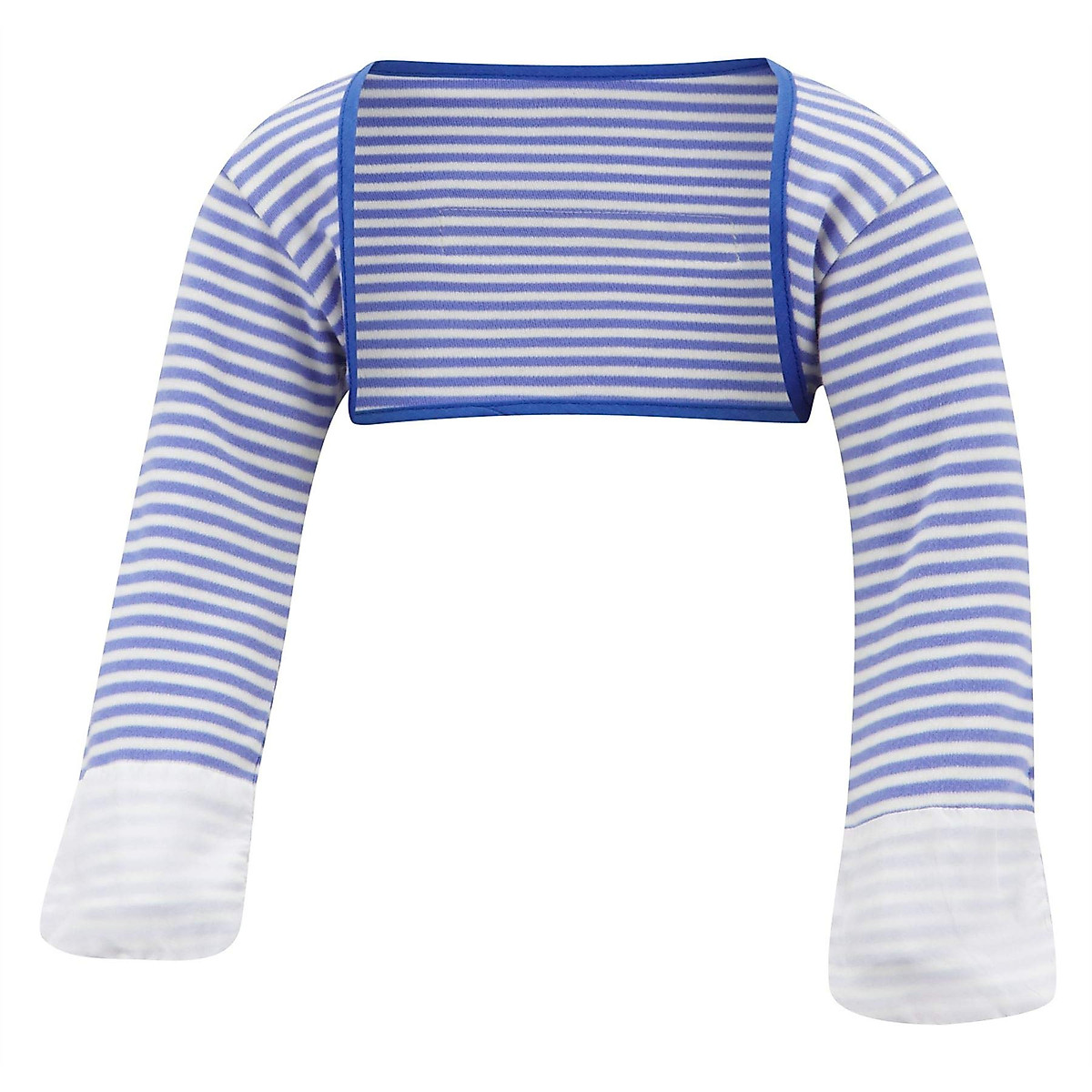 ScratchSleeves | Baby Boys' Stay-On Scratch Mitts | Stripes | Blue and Cream | 12-18m