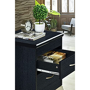 Hodedah 2 Drawer Nightstand, Black, 21.65 in x 48.03 in x 72.83 in