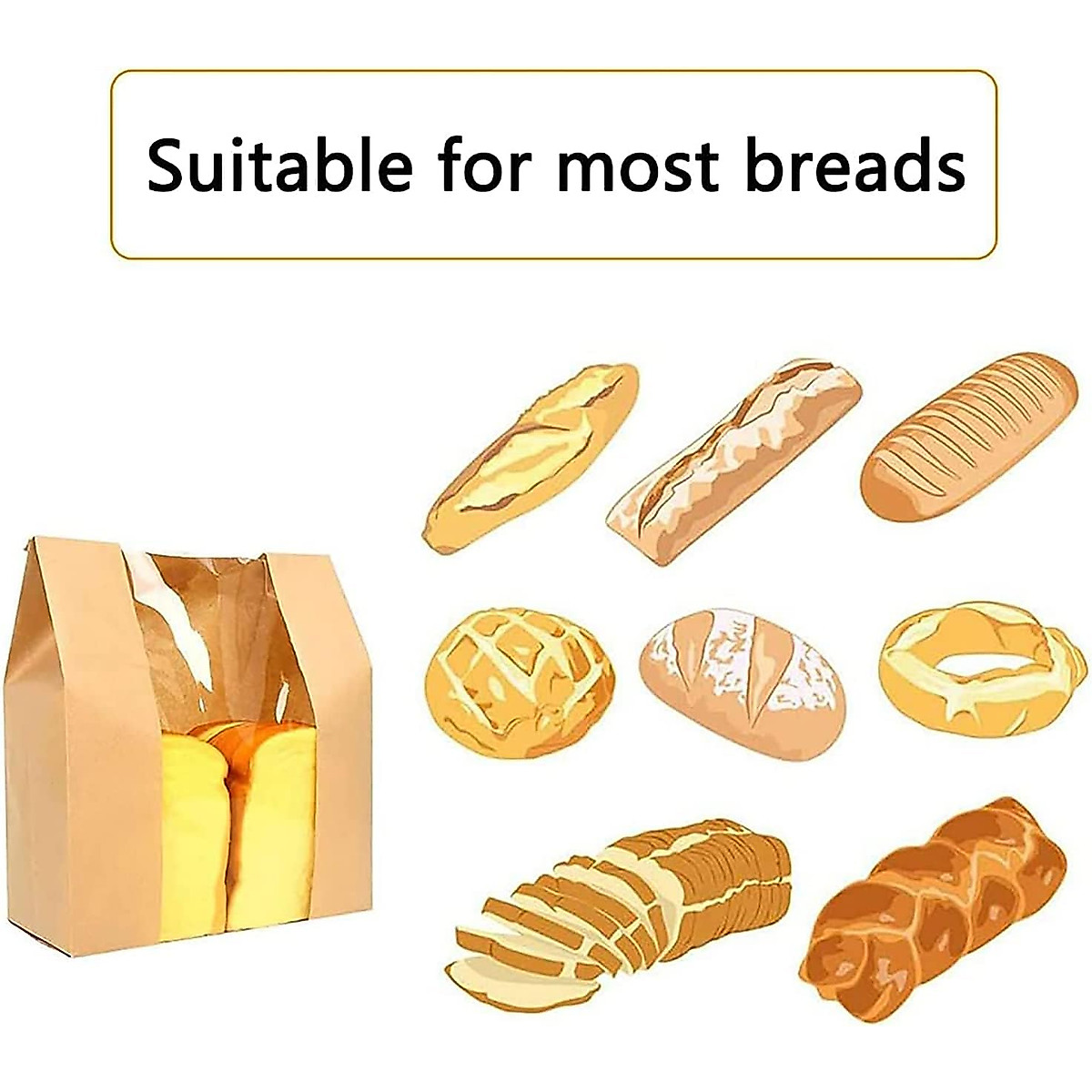 10 Pack Large Paper Bread Bags for Homemade Sourdough Loaves Bread Bags with Window for Homemade Bread Gift Giving, Sourdough Bread Packaging Storage with Label Seal Stickers(13.7x8.2x3.5 inch)