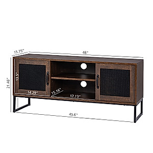 Spirich 48" Composite TV Stand, Fits TVs Up to 48 "with Metal Mesh Doors,Walnut