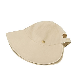 WHITE SANDS MOJA Linen Victorian Bonnet Hat Sun Cap, Foldable Summer Visor | New Katy | Beige