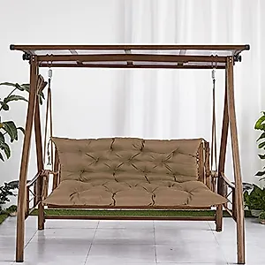 Hruile Waterproof Seat Cushions Replacement Swing Chair Hanging Basket 2-3 Seater Bench Cushion Pad for Indoor Outdoor Patio Garden Poolside Balcony,59x40in,Khaki