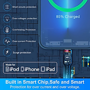 USB C to USB C Cable and USB C to Lightning Cable Short, [MFi Certified 18cm] 2Pack 0.6FT USB Charging Cord Fast Charging 480Mbps Data Sync USB C iPhone Cable for Samsung Galaxy Apple iPhone Charger