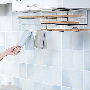Cabilock Wall Mounted Towel Holder Metal Shelf Brackets Towel Rack with Shelf Chopping Board Holder Kitchen Pot Lid Organizer Cord Holders Kitchen Storage Shelves Iron Holding Rack Cupboard