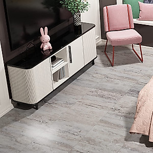 Livelynine 16-Pack Rustic Peel and Stick Floor Tile for Bathroom Flooring Waterproof Vinyl Flooring Stick on Floor Tiles for Kitchen Bedroom Peel and Stick Laminate Flooring Linoleum Tiles 12X12In