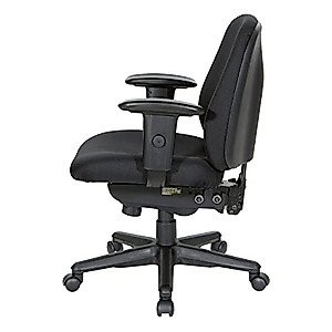 Office Star Ergonomic Mid Back Office Desk Chair with Adjustable Height, Tilt, and Padded Arm Rests, Icon Black Fabric