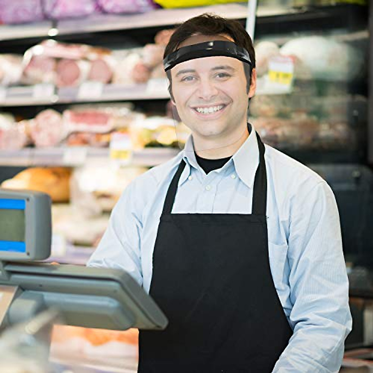 Pac-Dent iVisor Reusable Face Shield Kit, Full Face Protective Mask with Anti-Fog Coating, Adjustable to Comfortably Fit All Head Sizes, Reusable, Blue