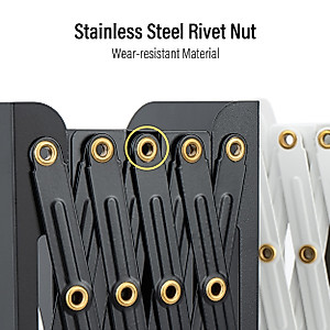 Expandable Bookend, Adjustable Metal Book End, Desk Magazine File Organizer Holder, Desk Organizer and Accessories for Office, Books, Papers, Extends up to 19 Inches (White)