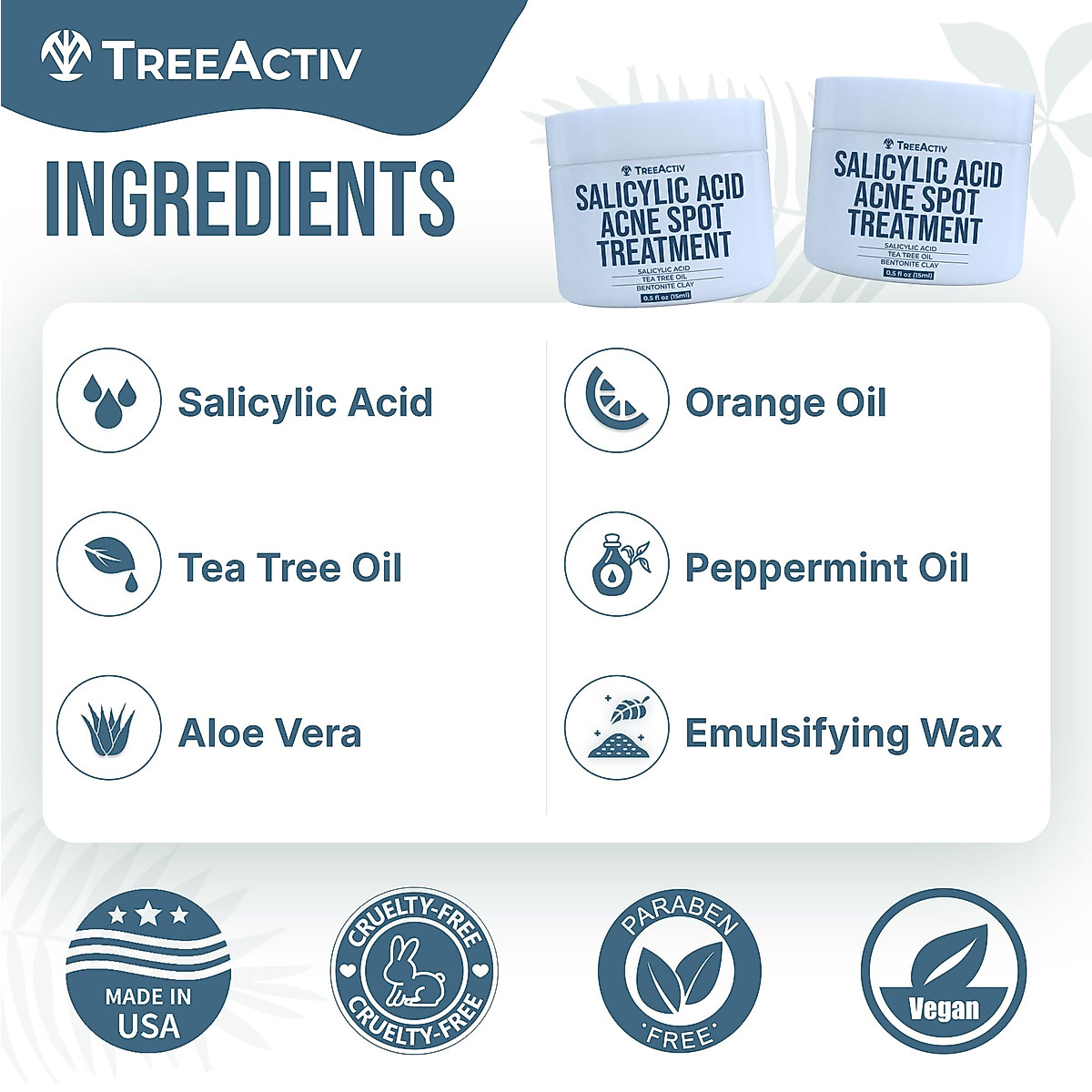 TreeActiv Invisible Acne Spot Treatment, 150+ Treatments, Salicylic Acid & Tea Tree Oil No Show Spot Treatment for Cystic & Hormonal Acne, Works for Blackheads & Whiteheads