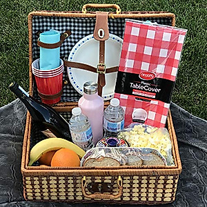 Neatiffy 54 x 108 Inch 6 Pack Rectangle Plastic Table Cloth Picnic/Camping/Party/Banquet Table Cover. Disposable/Reusable Tablecloths (Red Checkered, 6)