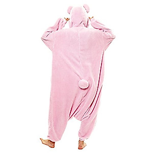 SAZAC Teddy Bear Kigurumi - Onesie Jumpsuit Halloween Costume (Adults, Pink)