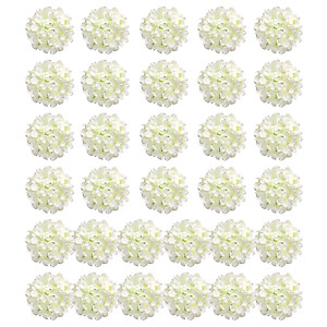 Auihiay 32 Pieces Artificial Hydrangea Flowers White Hydrangea Flower Heads with Stems for Wedding Centerpiece Home Garden Party Decoration