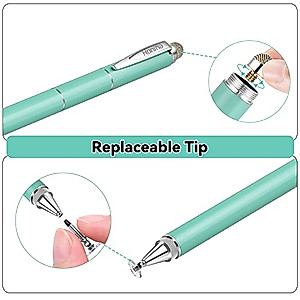 Universal Stylus Pens, Honiha High Precise Disc Stylus Pens for Touch Screens 4 in 1 Touch Screen Pen Capacitive Stylus Compatible with iPad, iPhone, Samsung, Android, Microsoft Tablets- Green