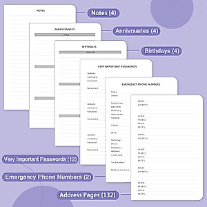 Address Book with Alphabetical Tabs, Hardcover Password Book, Address Organizer Keep Track of Phone Numbers, Special Days, Birthdays, Anniversaries and Notes (5.3'' x 7.7", Purple)