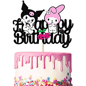 Cake Topper Glitter Kawaii Animals Birthday Cake Decorations for Girls Boys Kawaii Party Decorations Baby Shower Party Supplies