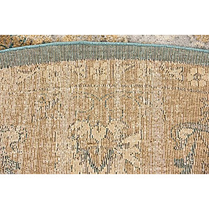 Unique Loom Aurora Collection Over-Dyed, Abstract, Botanical Southwestern, Transitional Area Rug, 8 ft x 8 ft, Teal/Beige