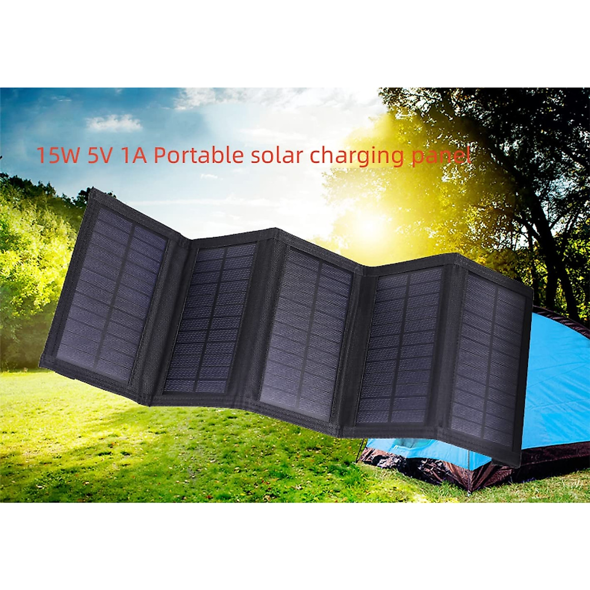 ZTOWES Outdoor Solar Foldable Charging Pack 15W USB 5V Output Waterproof Sunscreen Aging Resistance Foldable and Easy to Carry Where There is Light There is Electricity