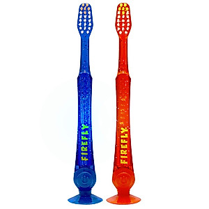 Firefly Light-Up Timer Kids Toothbrush with Suction Cup, Soft - 2 Count (Pack of 1), Assorted