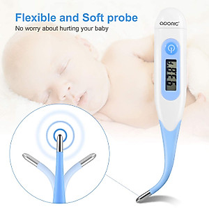 ADORIC Digital Waterproof Medical Thermometer with Fever Warning, Bright Blue