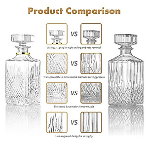 Decanter Set with Glasses,Crystal Whiskey Decanter Sets with Liquor Glasses and Whiskey Stones for Alcohol Hennessy Scotch Bourbon Gifts for Men,9 Pcs