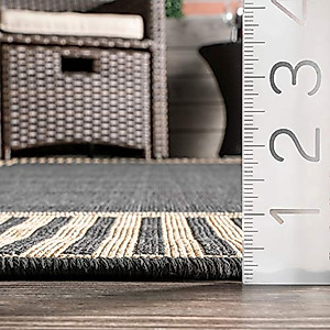 nuLOOM Asha Simple Border Indoor/Outdoor Area Rug, 6' 7" x 9', Dark Grey
