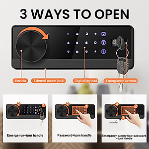 Kavey 2.0 Cub Safe Box, Home Safe with Backlit Touch Screen Keypad and Dual Alarm System, Money Safe With Mute Function and LED Light, Safe for Home Hotel Office