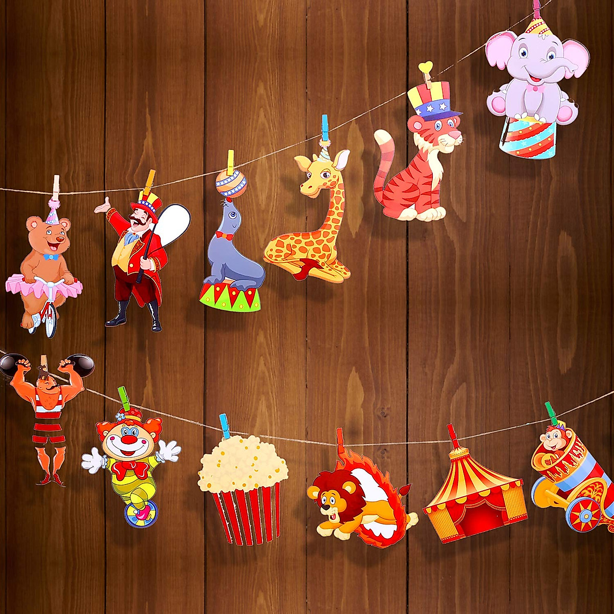 Zonon 24 Pieces Carnival Cutouts Party Supplies, Circus Theme Birthday Party Favors Circus Animals, Clown Performers Carnival Party Decoration